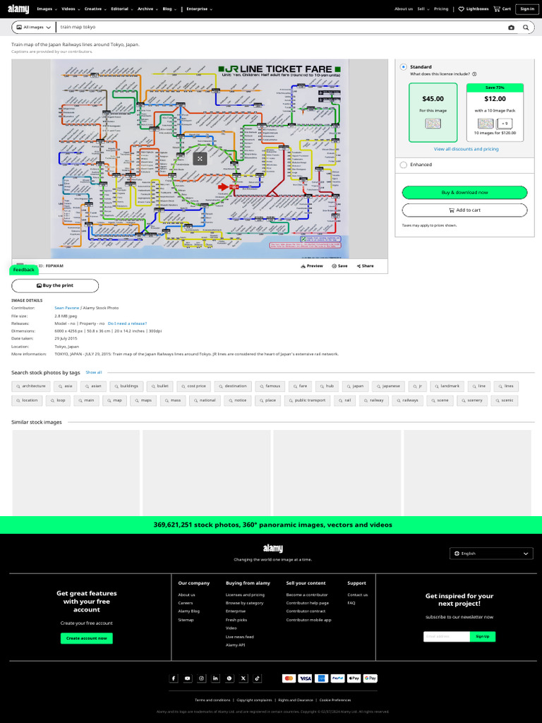 Train Map of The Japan Railways Lines Around Tokyo, Japan Stock Photo ...
