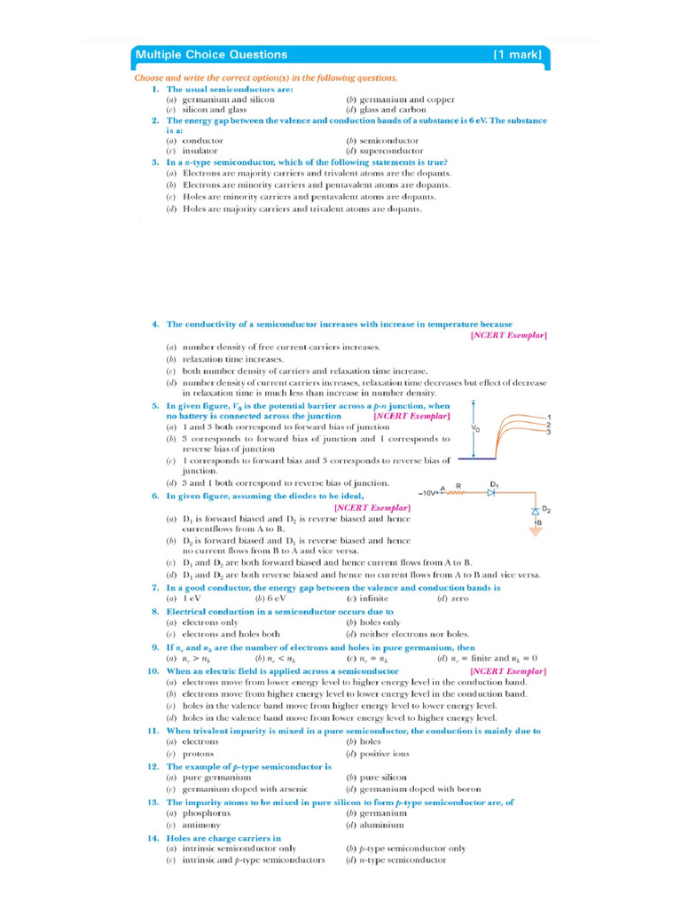 Semiconductors MCQs | PDF