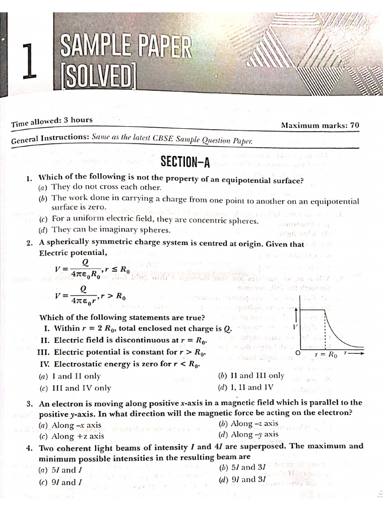 Physics Model Paper 1 With Solution | PDF