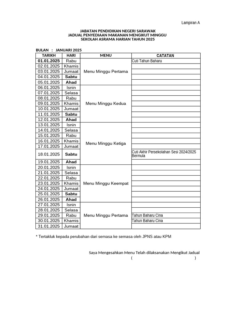 Menu 2025 | PDF