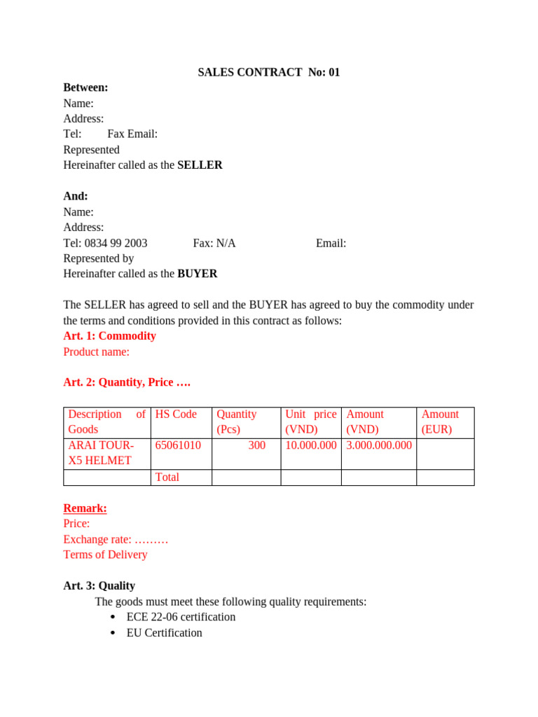 SALES CONTRACT_V2 | PDF | Private Law