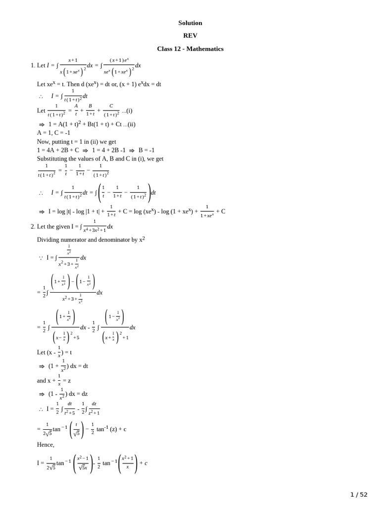 Integrals 5mark Solns | PDF | Mathematical Relations | Calculus