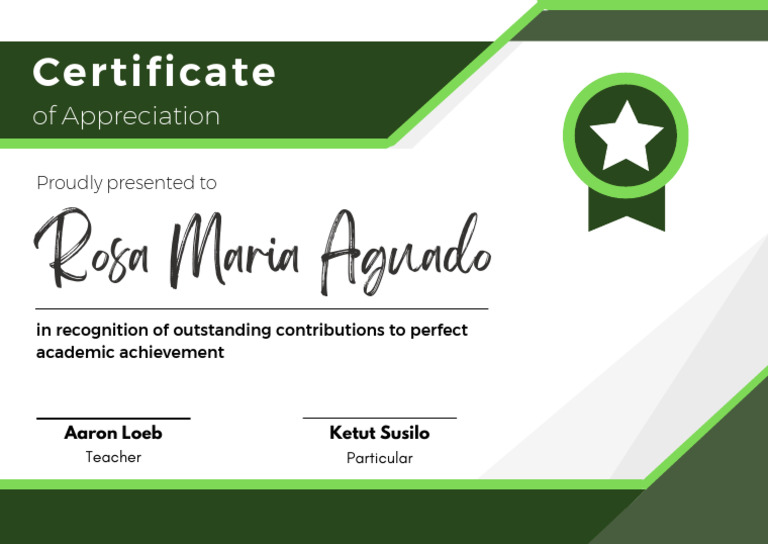 Academic Modern Green Appreciation Certificate | PDF