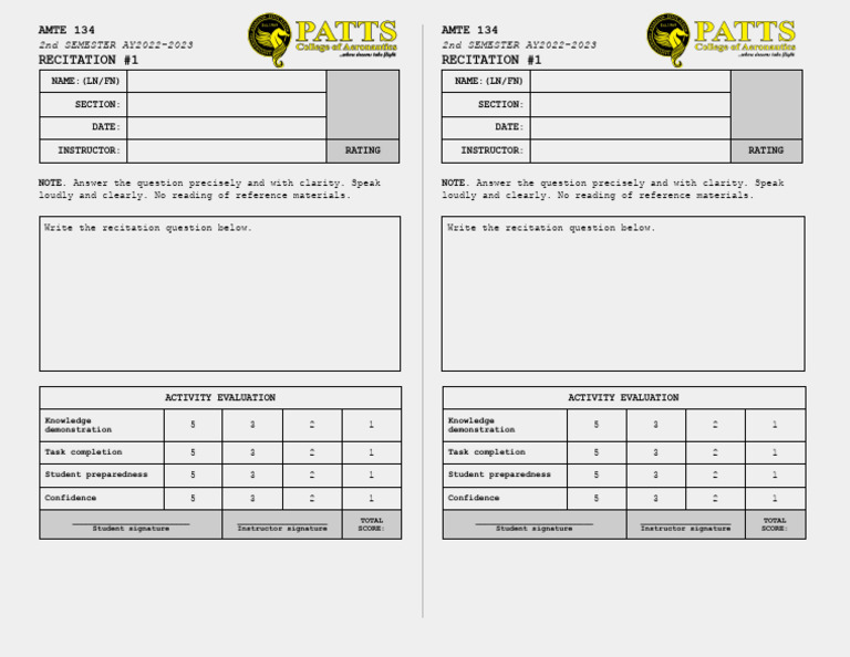 AMTE 134 RECITATION 1 | PDF