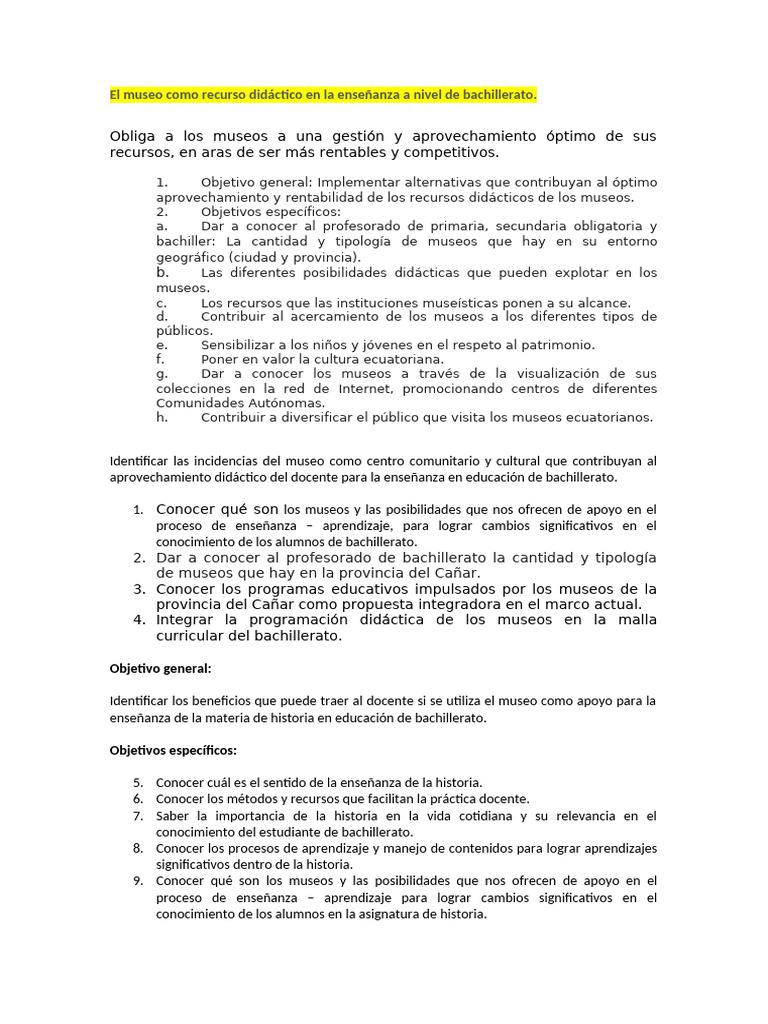 El museo como recurso didáctico en la enseñanza | PDF | Enseñando | Maestros