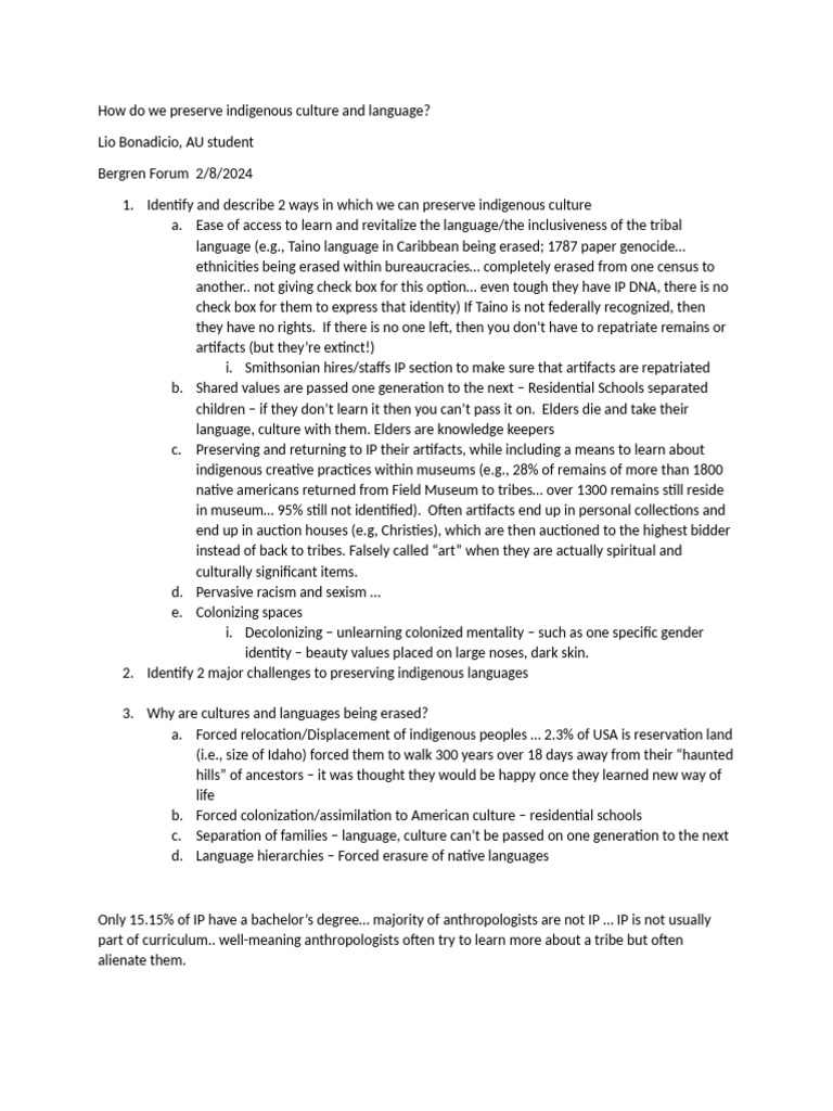 How Do We Preserve Indigenous Culture and Language | PDF | Indigenous ...