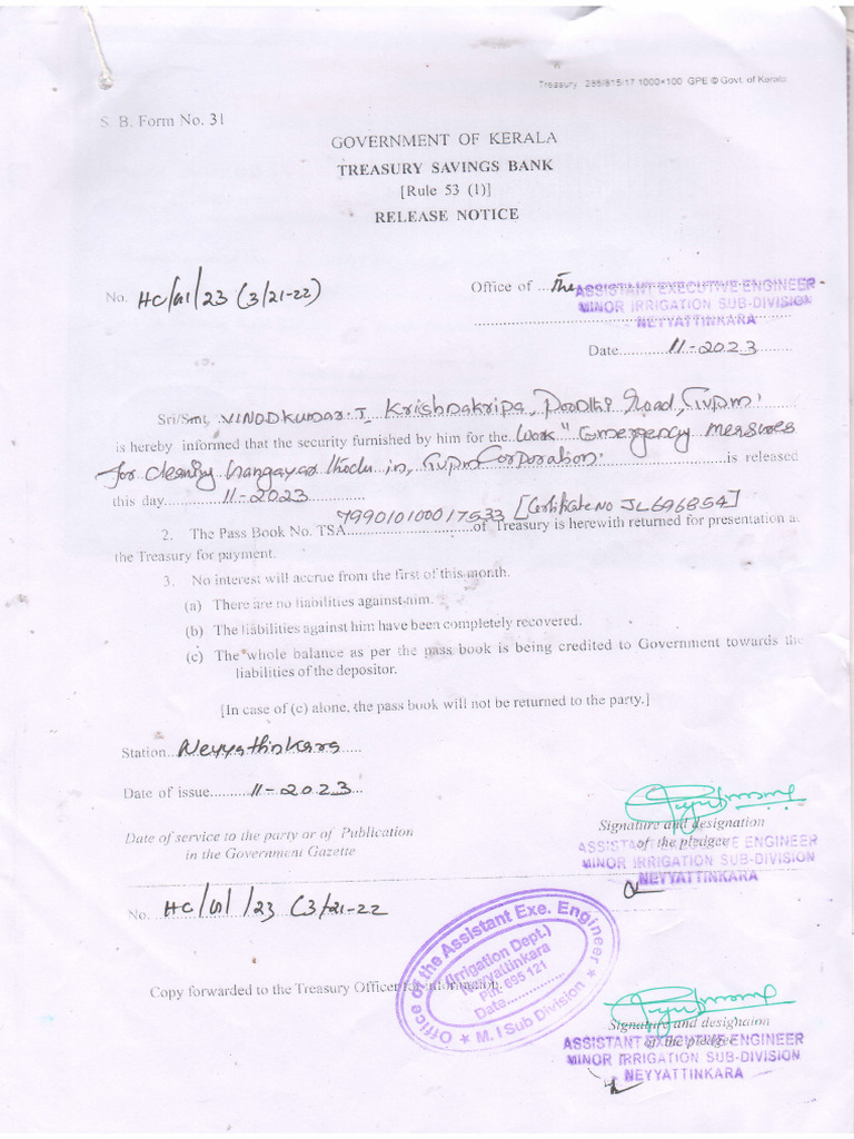 Kerala Government Release Notice | PDF