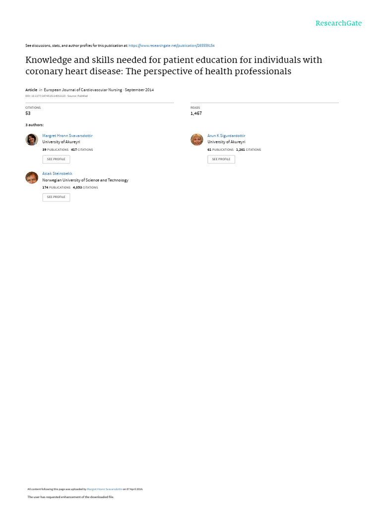 Knowledge and Skills Needed For Patient Education For Individuals With ...