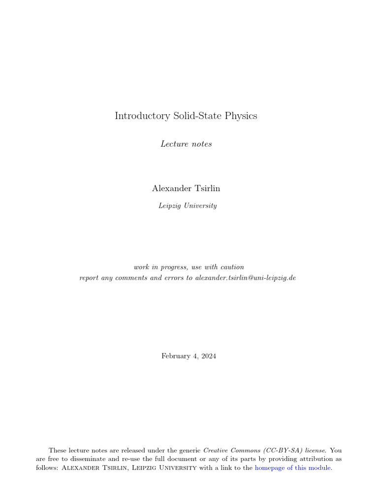 Solid-State Physics Lecture Notes | PDF | Crystal Structure | Microscope