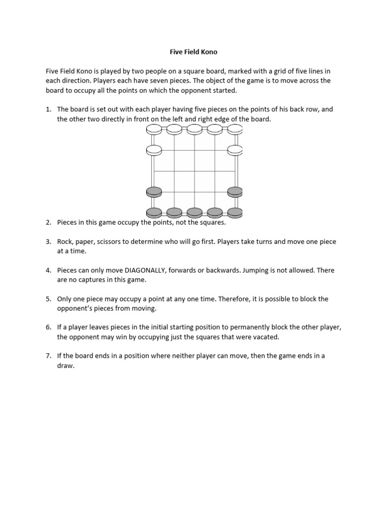 Five Field Kono Game Rules Explained | PDF