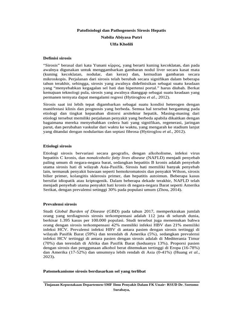 Patofisiologi Dan Pathogenesis Sirosis Hepatis | PDF