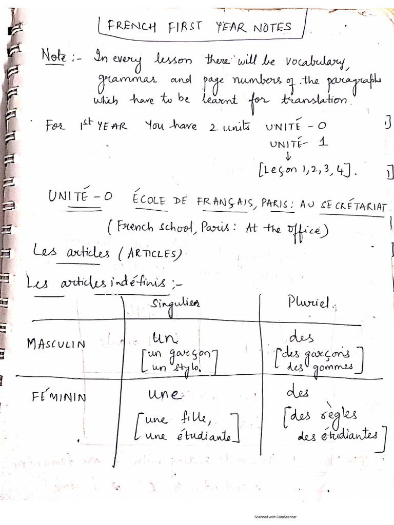 French First Year Notes Latest - 241121 - 101748 | PDF