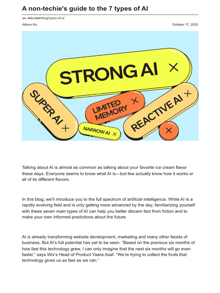 7 Types of AI Explained for Beginners | PDF | Artificial Intelligence ...