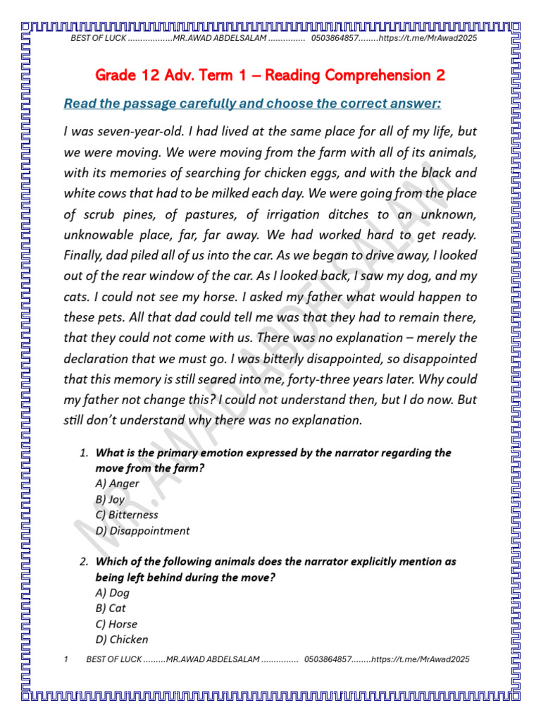 Grade 12 Term 1 Reading 2 | PDF