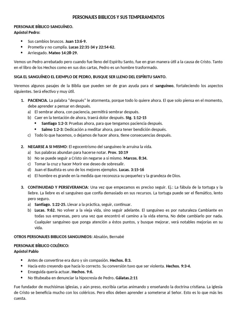Temperamentos de Personajes Bíblicos | PDF | Juan el apóstol | Cristo ...
