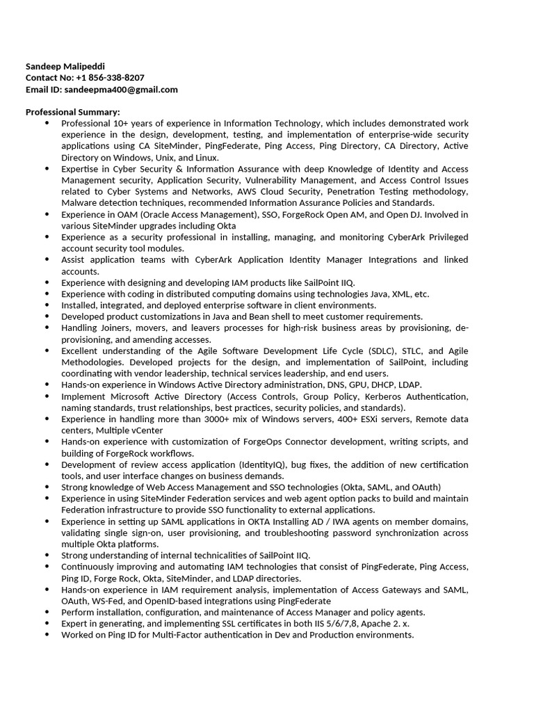 Sandeep Malipeddi_IAM | PDF | Active Directory | Computer Security