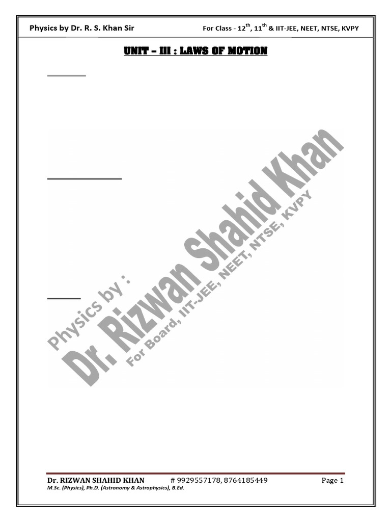 LAWS OF MOTION _2_ | PDF | Inertia | Force