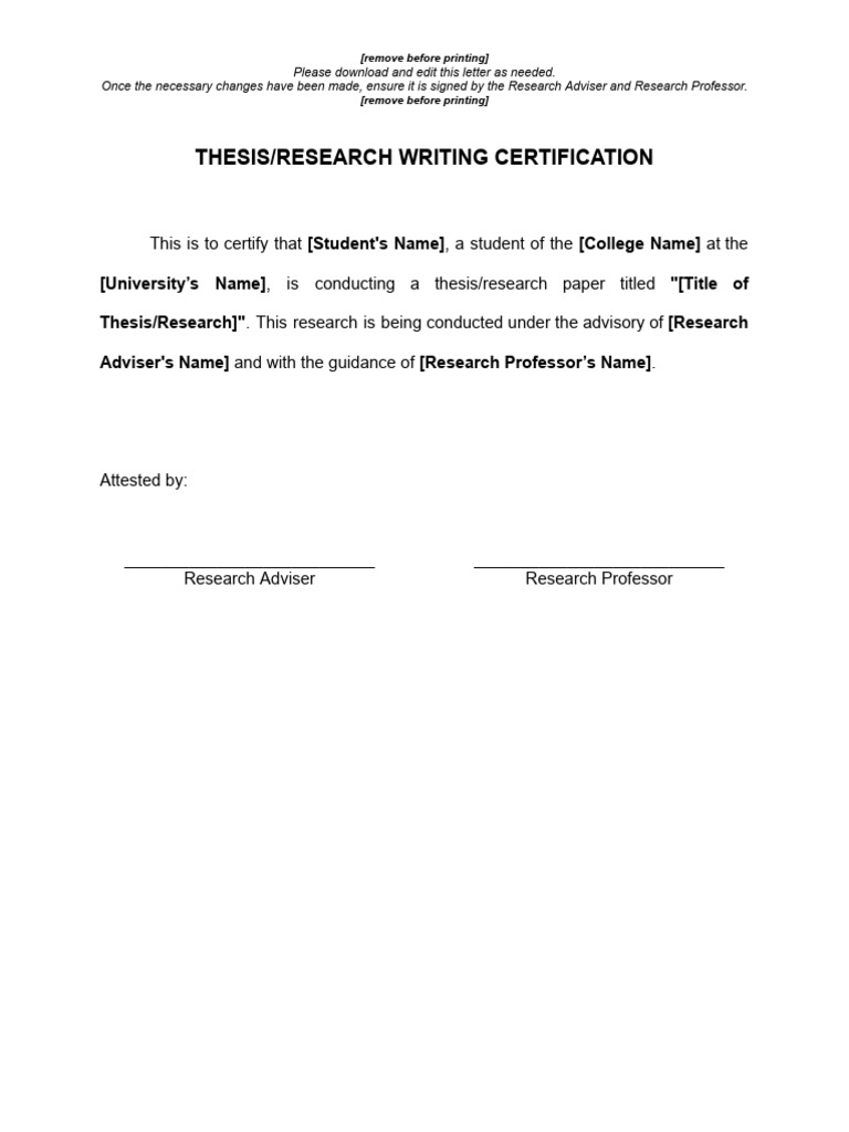 Thesis Certification Process | PDF