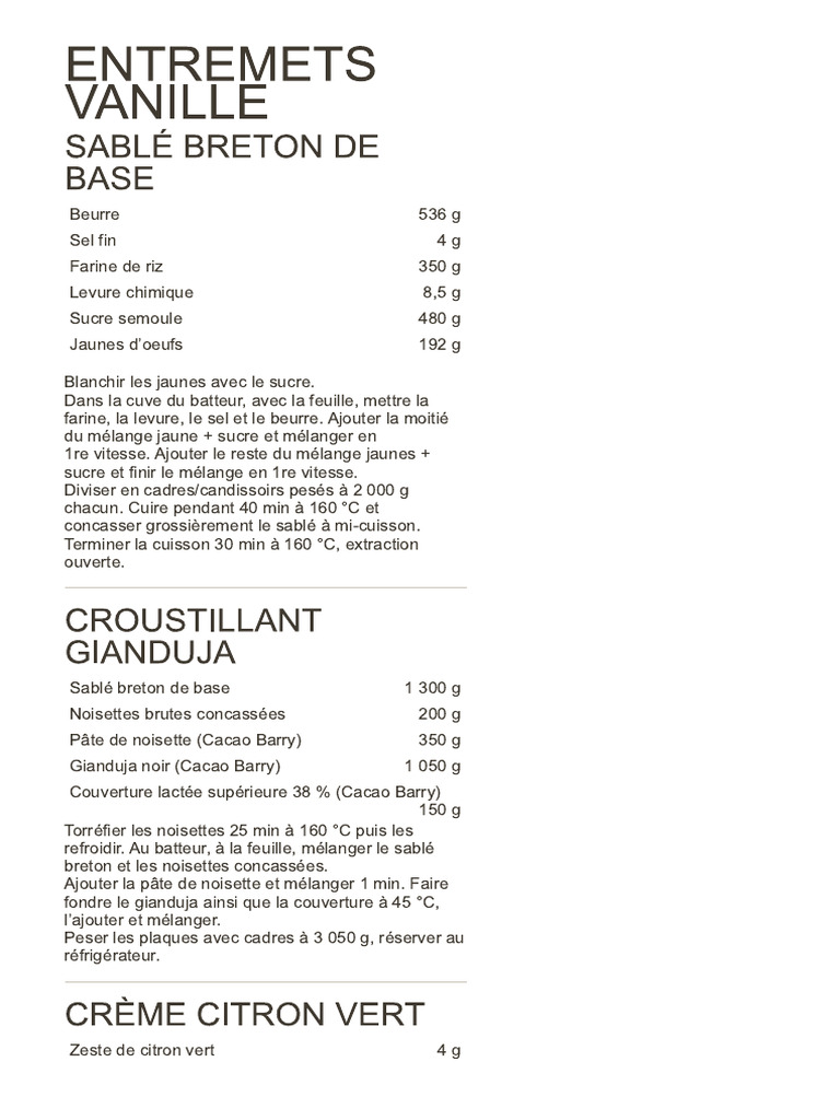 Entremet Vanille Sans Gluten (Sablée Breton) | PDF