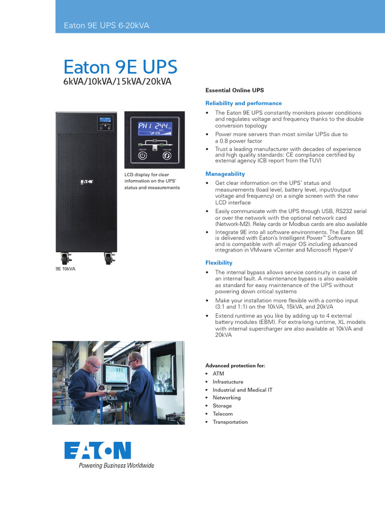 Eaton 9e Ups 6 20kva Brochure en Us East Asia | PDF | Computing ...