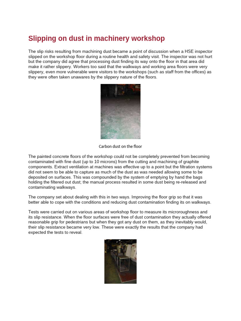 Preventing Slip Risks from Workshop Dust | PDF | Dust | Paint