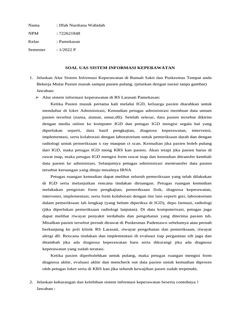 Iffah Nurdiana Wahidah 722621848 UAS SIK | PDF