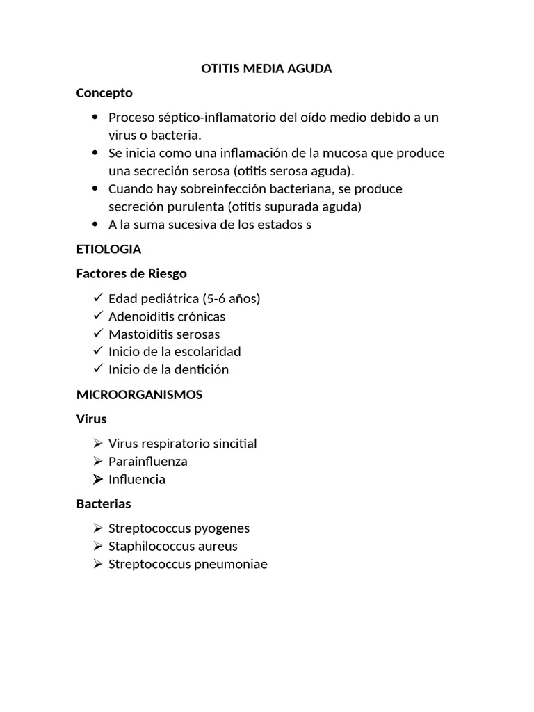 Otitis Media Aguda: Causas y Síntomas | PDF