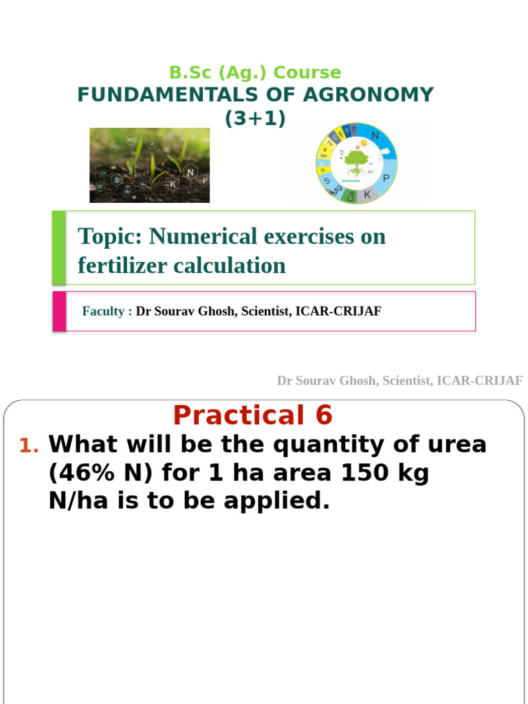 AGRON 101 Practical Numericals Handout 2 | PDF