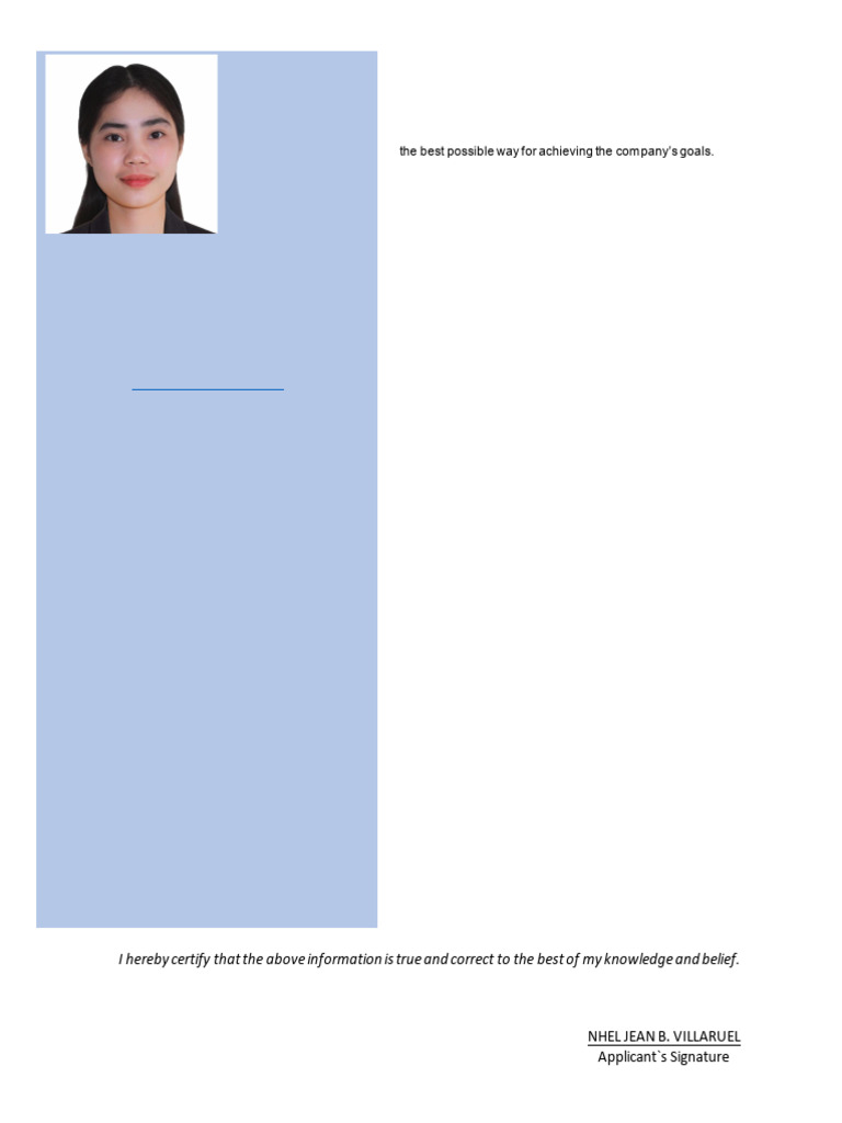 Nhel Jean Villaruel Resume | PDF