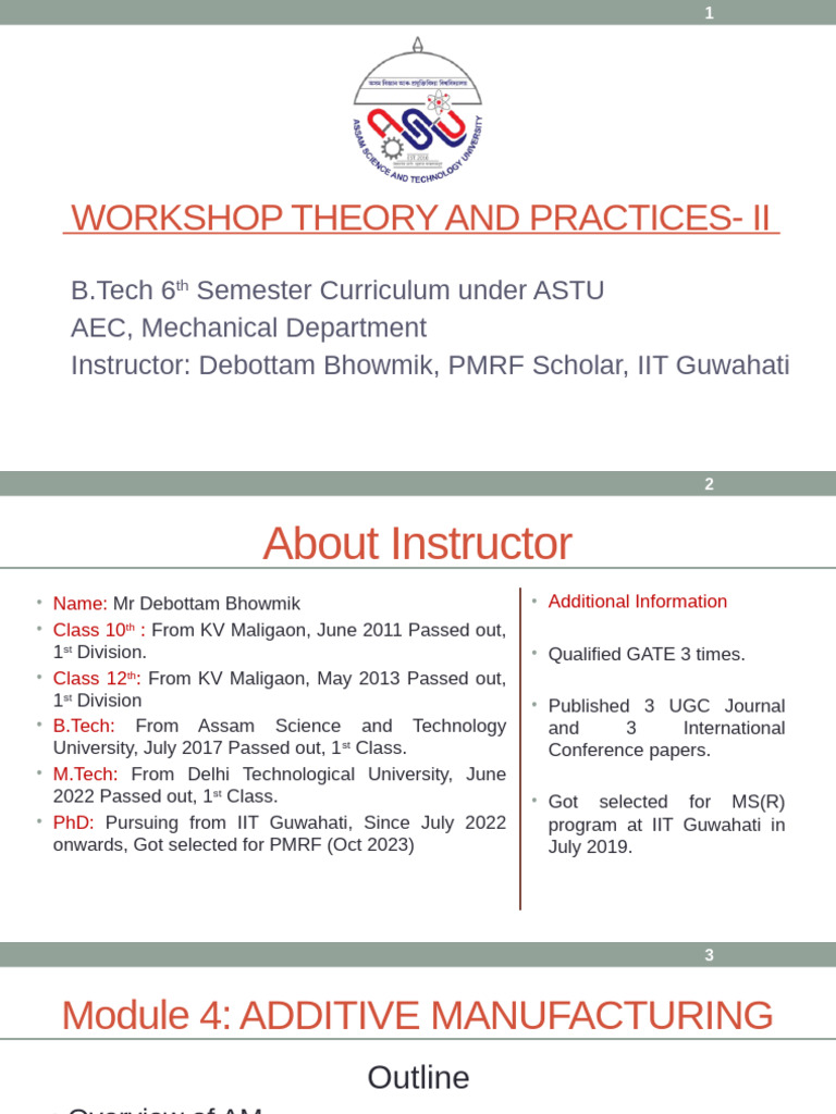 Workshop Theory and Practices - II - Additive Manufacturing | PDF | 3 D ...