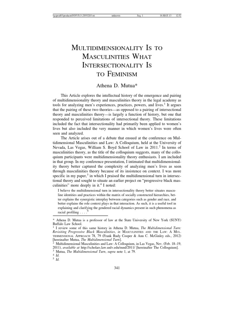Multidimensionality in Masculinities Theory | PDF | Intersectionality ...