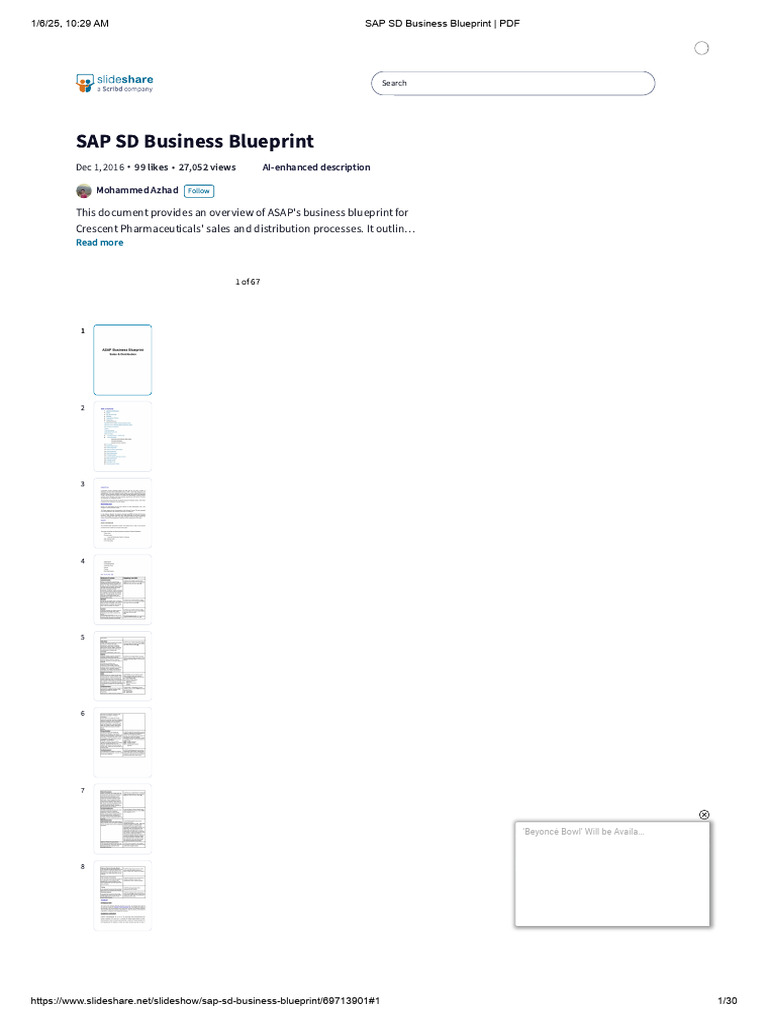 SAP SD Business Blueprint Overview | PDF | Invoice | Prices