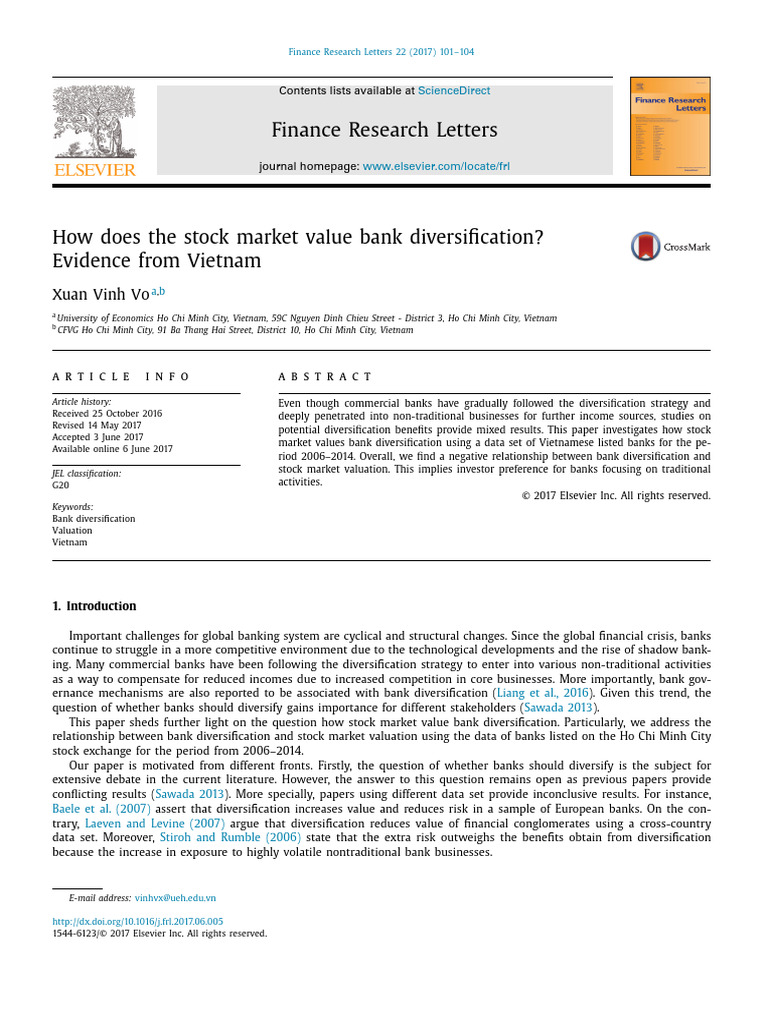 How Does The Stock Market Value Bank Diversification-Evidence From Viet ...