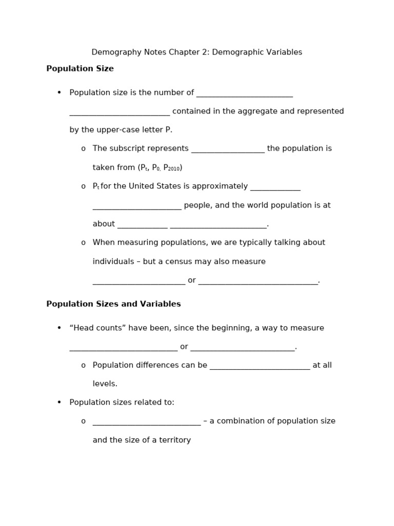 Demographic Variables and Population Analysis | PDF | Demography ...
