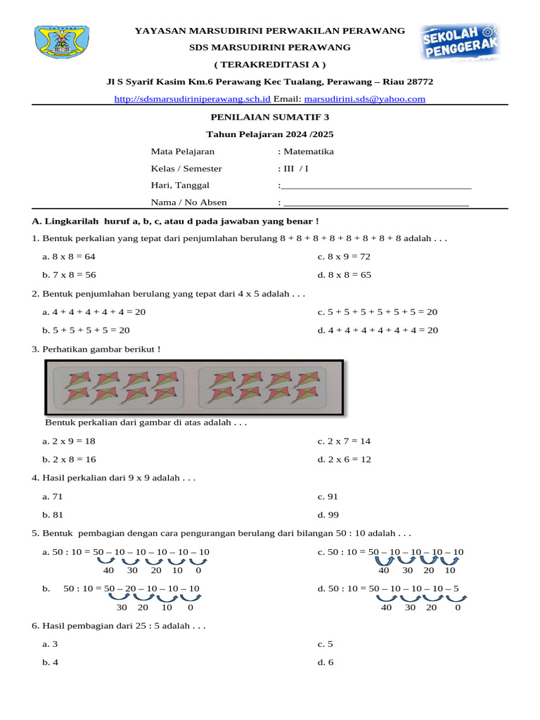 Sumatif Matematika 3 Kelas 3 | PDF