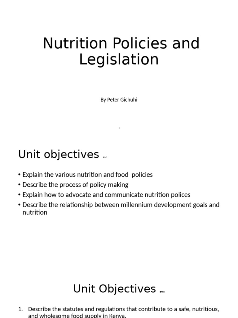 Nutrition Policy and Legislation Overview | PDF | Policy | Food Security