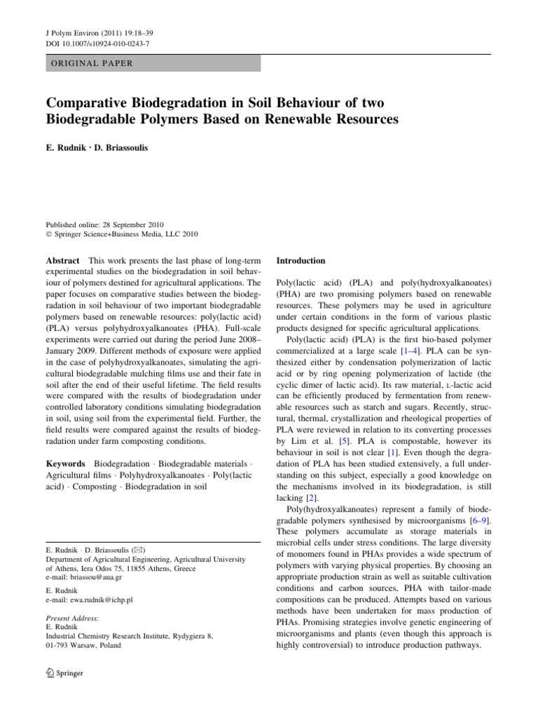 Biodegrad of PHA & PLA | PDF | Biodegradation | Differential Scanning ...