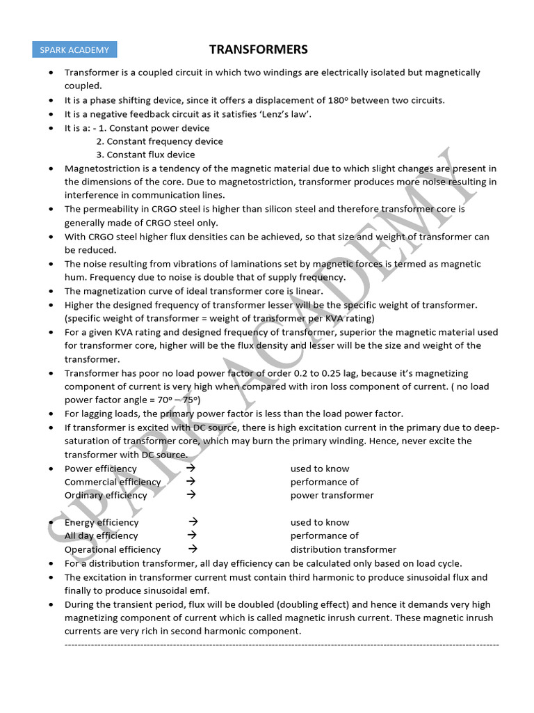 Transformer Basics and Efficiency Insights | PDF | Transformer | Electric Motor