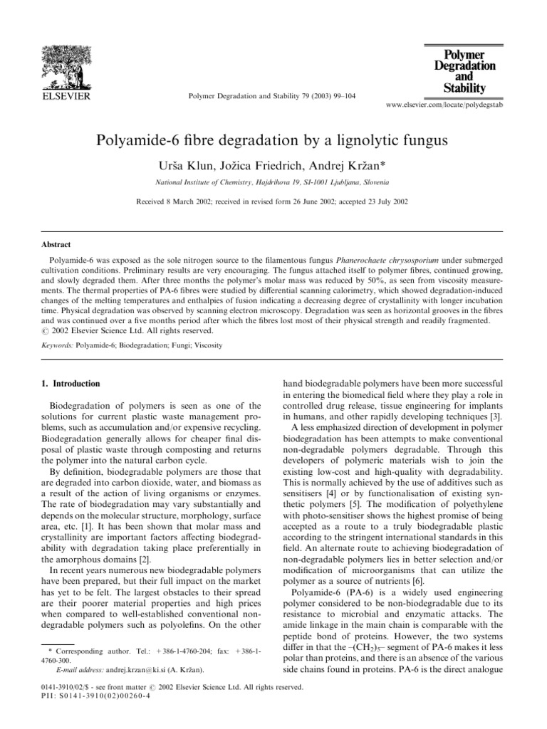 Biodegrad of Polyamide 3 | PDF | Differential Scanning Calorimetry ...