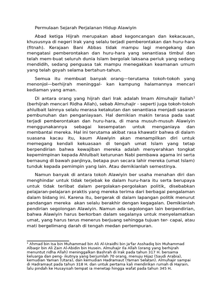 Sejarah Perjalanan Hidup Alawiyin | PDF