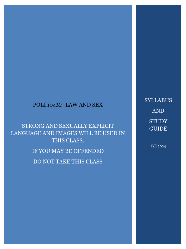 Law Sex Syllabus 2024 091024 Pdf Academic Dishonesty Knowledge