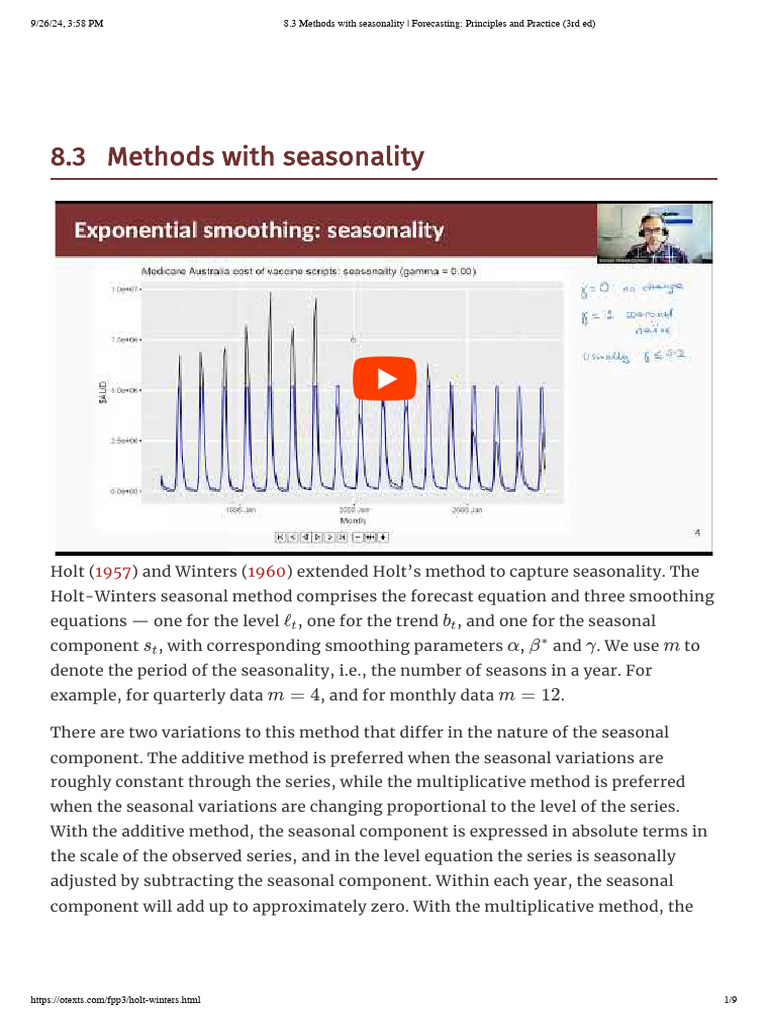 Holt-Winters Seasonal Forecasting | PDF | Seasonality | Forecasting
