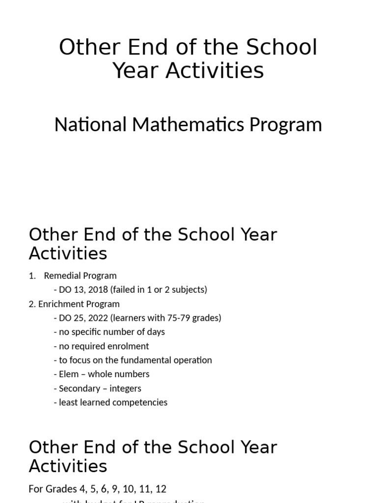 National Mathematics Program Orientation | PDF