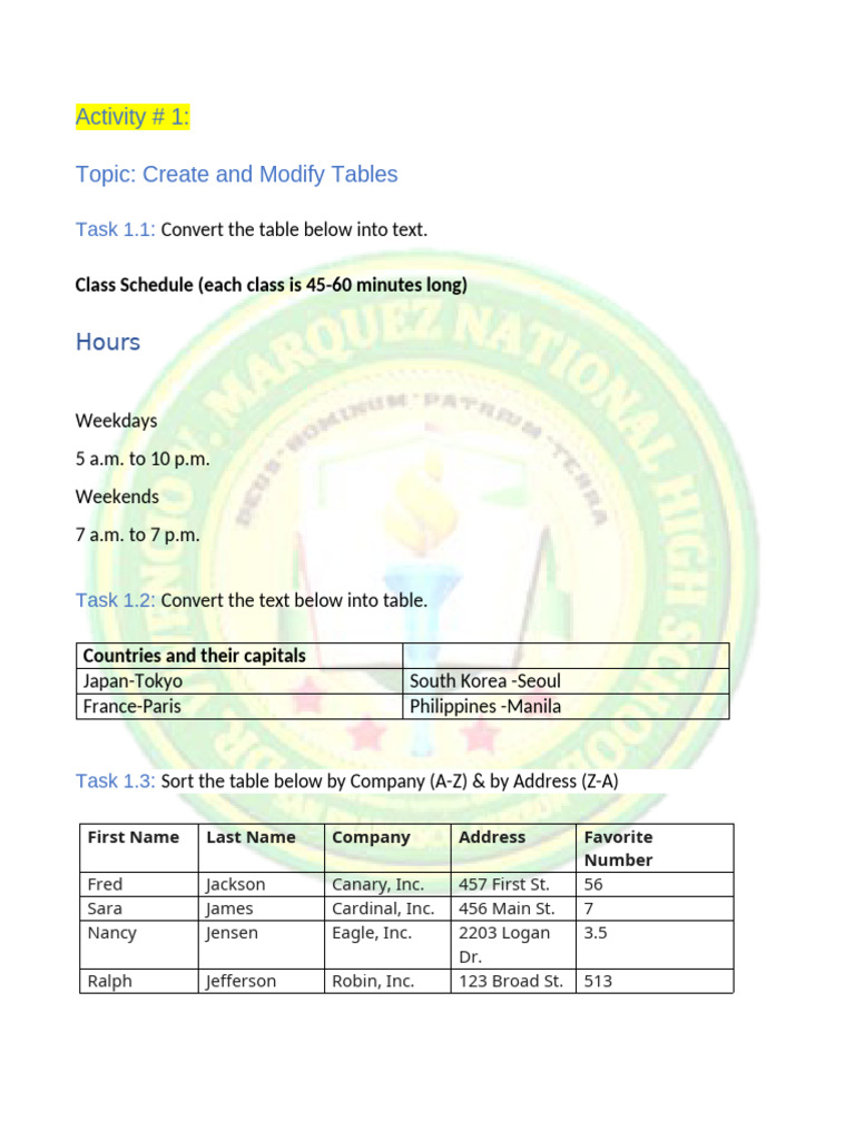Create & Modify Tables Guide | PDF | Greek Mythology | Mythology
