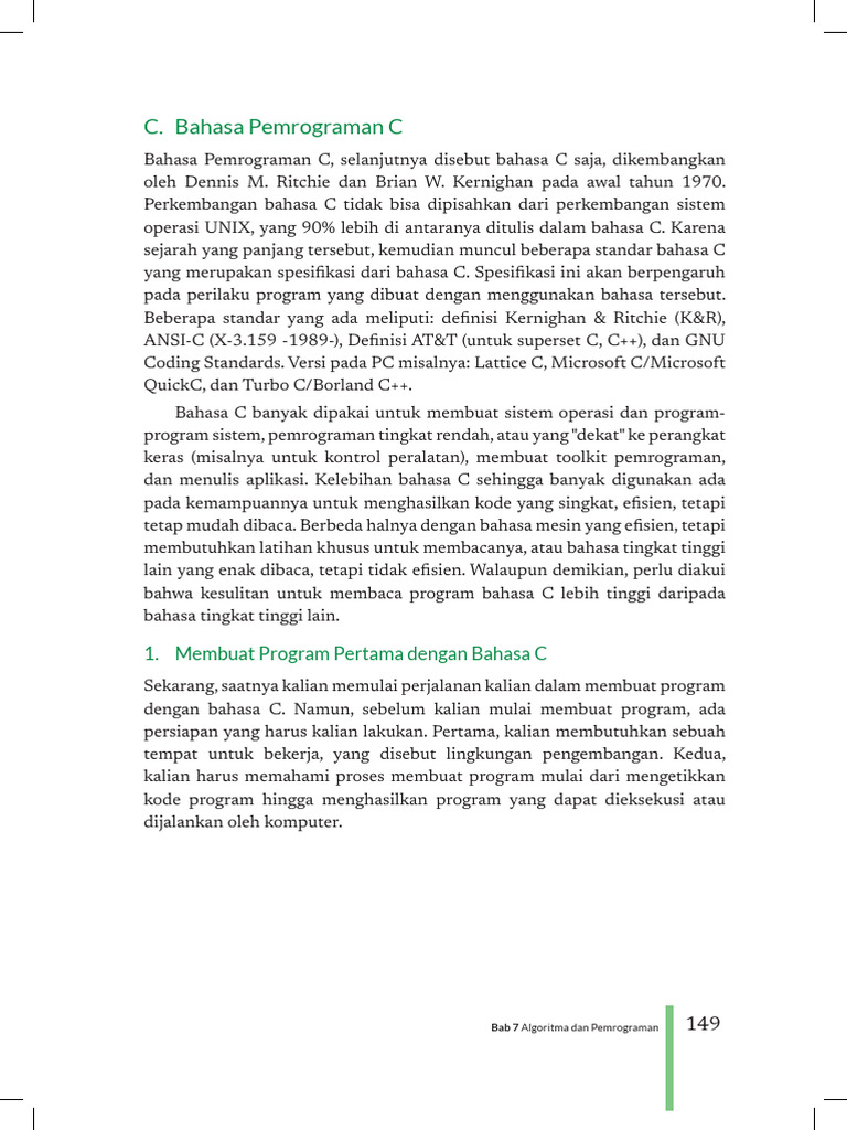 Informatika Bab 7 Hal 149-192 C. Bahasa Pemrograman C Fase E | PDF