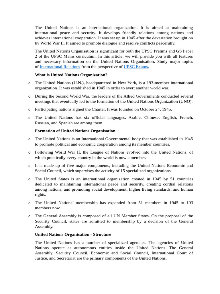 UNO noTES | PDF | United Nations General Assembly | United Nations
