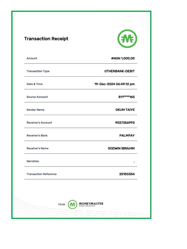 Transaction Receipt Details | PDF