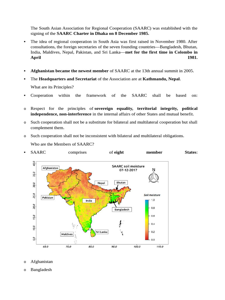 Saarc Notes | PDF | Global Politics | International Relations