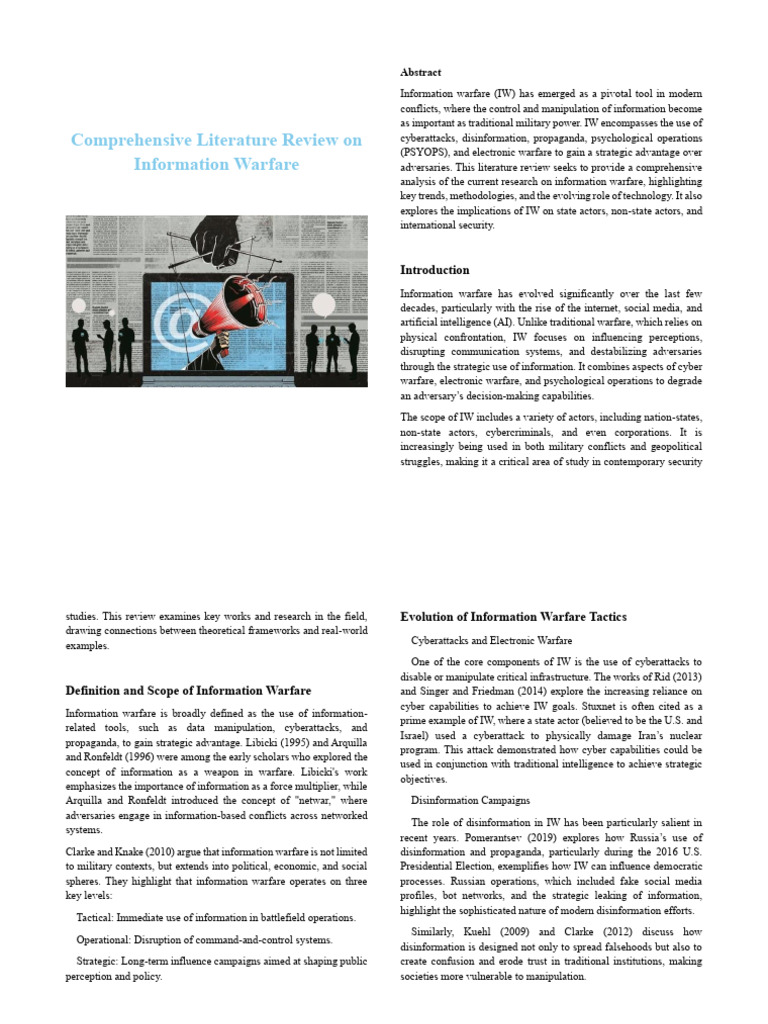 Comprehensive Literature Review On Information Warfare | PDF | Cyberwarfare | Security