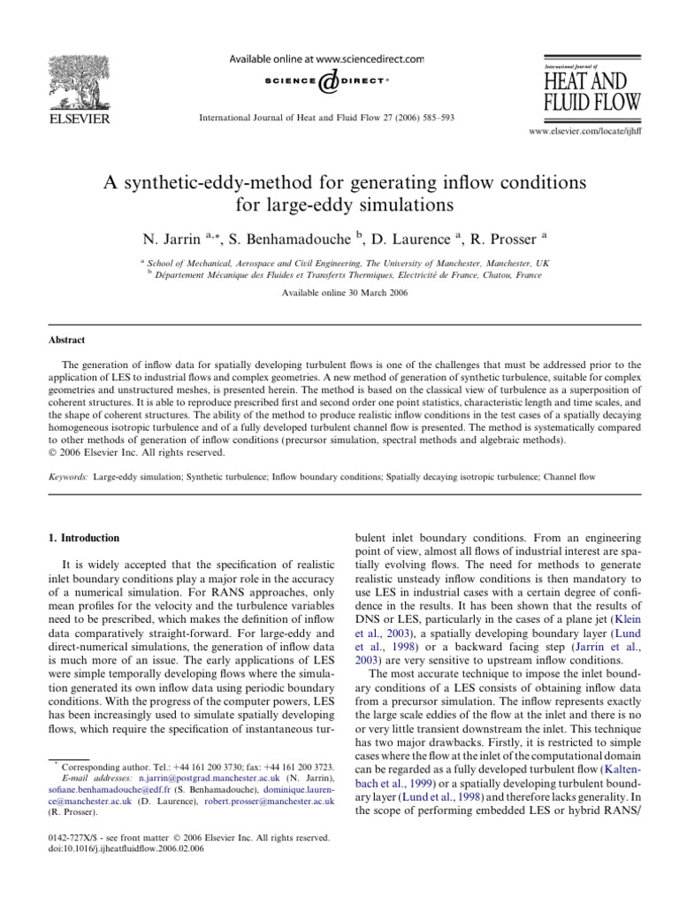 Synthetic Eddy Method for LES Inflow | PDF | Turbulence | Reynolds Number